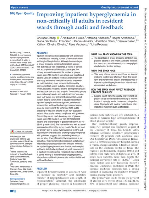 Pdf Improving Inpatient Hyperglycaemia In Non Critically Ill Adults In Resident Wards Through