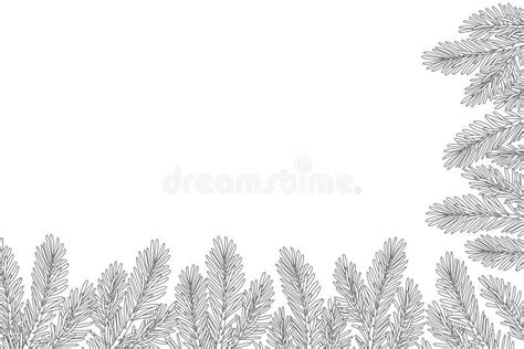 Christmas Tree Corner Frame Decoration Hand Drawn Doodle Style Stock