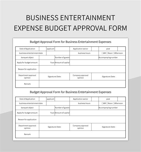 Business Entertainment Expense Budget Approval Form Excel Template And