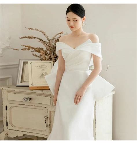 오프숄더 셀프웨딩드레스 결혼식 2부드레스 이브닝 웨딩촬영 브라이덜샤워 Xs 빅사이즈 Xxxl 머메이드 티몬