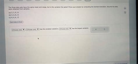 Solved The Three Data Sets Have The Same Mean And Range But