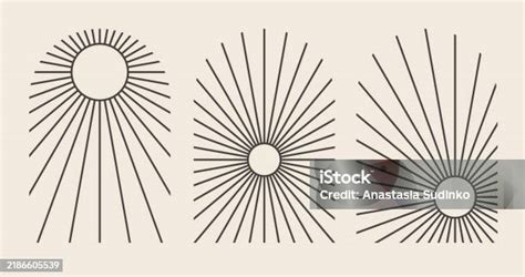 검은 태양 광선이 있는 윤곽선 아치 세트입니다 신비한 심플한 보헤미안 디자인 요소 아크 빈티지 아르데코 컬렉션 태양 하늘에 대한 스톡 벡터 아트 및 기타 이미지 Istock
