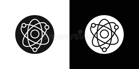 Atom Scientific Icon Flat Vector Set Outline Stock Vector Illustration Of Colours Biology