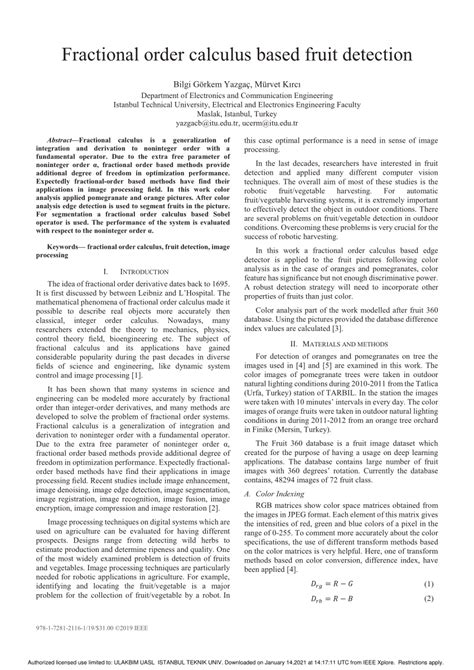 Pdf Fractional Order Calculus Based Fruit Detection