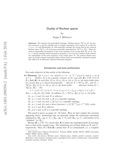 Pdf Duality Of Bochner Spaces