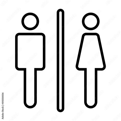Male Female Toilet Restroom Sign Logo Black Silhouette Body And Head