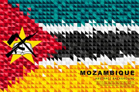 모잠비크의 국기 모잠비크 국기의 다채로운 녹색 검은 색 흰색 및 노란색 줄무늬 형태의 작은 삼각형의 추상적 인 배경 검은색에 대한 스톡 벡터 아트 및 기타 이미지 Istock