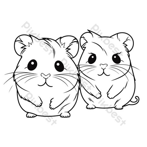 개요 스케치 귀여운 햄스터 색칠 페이지 그리기 벡터의 커플 일러스트 Png 무료 다운로드 Pikbest