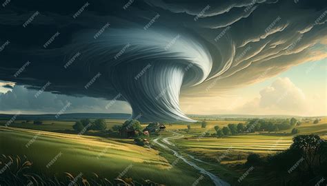 A Dark And Powerful Tornado Storm Was Foreboding On The Country Side Warning Premium Ai