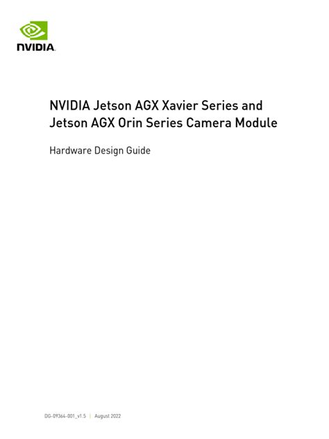 Jetson Agx Xavier And Orin Series Camera Design Guide Dg 09364 001 V15 Pdf