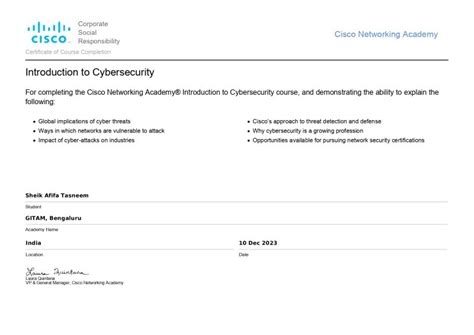 🎓 Excited To Share That Ive Completed Cisco Networking Academys Introduction To Cybersecurity