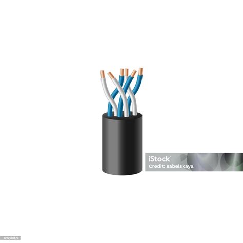 절연 절연에 연결 와이어와 구리 전기 케이블 벡터 일러스트 3차원 형태에 대한 스톡 벡터 아트 및 기타 이미지 3차원 형태