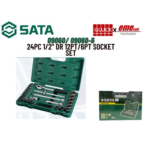 Sata 09060 09060 6 24pc 1 2 6pt 12pt Box Socket Set 6 Point 12