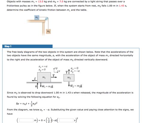 Solved Objects With Masses M1 13 0 Kg And M2 7 0 Kg Are