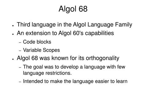 Ppt Algol 68 Powerpoint Presentation Free Download Id5519074