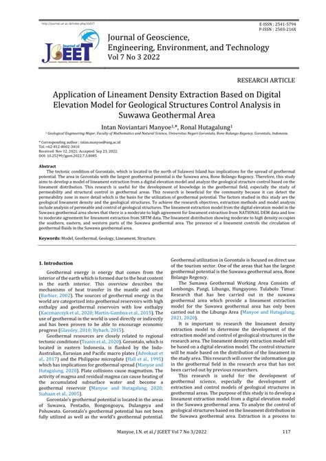 Pdf Application Of Lineament Density Extraction Based On Digital Elevation Model For