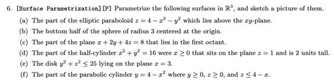 Surface Parametrization P Parametrize The Chegg