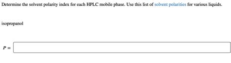 Solved Determine The Solvent Polarity Index For Each Hplc