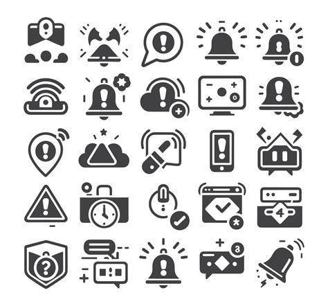 Notification Bell Icon Set Notice Message Alarm Symbolincoming Inbox