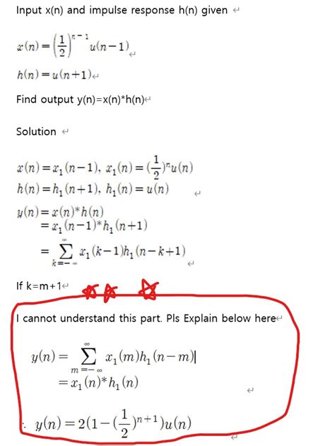 solved input x n and impulse response h n given