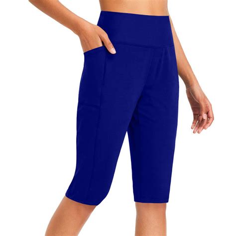 Abatab Womens Bermuda Legging Shorts Comfy High Waisted Yoga Knee