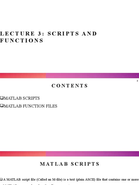 Lecture 3 Script And Function Pdf Function Mathematics Matlab