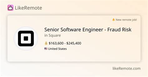 📩 Senior Software Engineer Fraud Risk At 🏢 Square Salary 💰163600