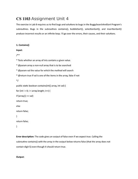 Cs 1103 Assignment Unit 4 Cs 1103 Assignment Unit 4 The Exercise In Lab 8 Requires Us To Find