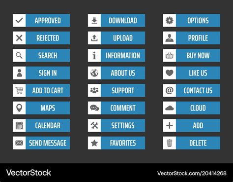 Flat Web Buttons Royalty Free Vector Image VectorStock