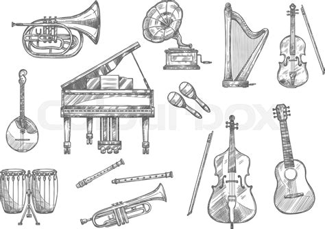 Musical Instrument Sketch Of Classic Jazz Music Stock Vector Colourbox