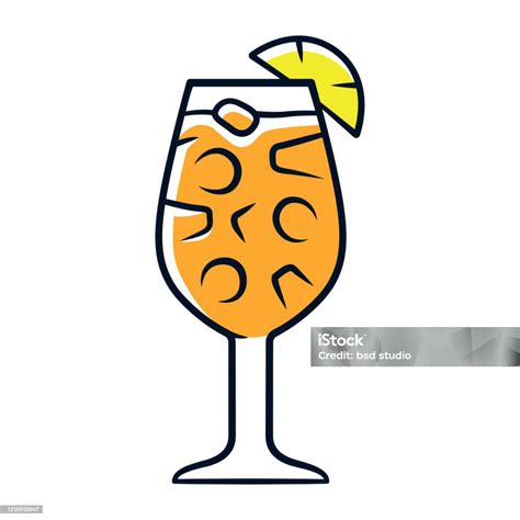 상그리아 오렌지 색상 아이콘입니다 음료와 과일 조각 발 유리 쉬운 전통 스페인 알코올 칵테일 여름의 상쾌한 음료 와인과 주스를