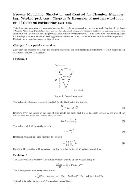 process modelling simulation and control worked problems chapter 3