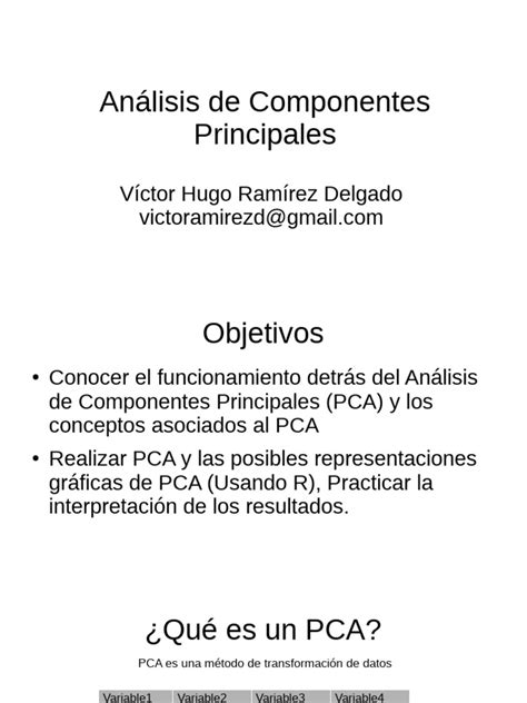 Pca Presentación Pdf Análisis De Componentes Principales Valores