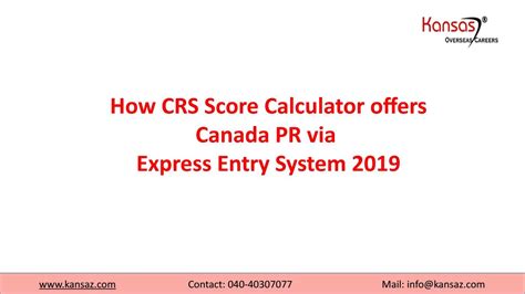 Know How Crs Score Calculator Offers Canada Pr Via Express Entry System