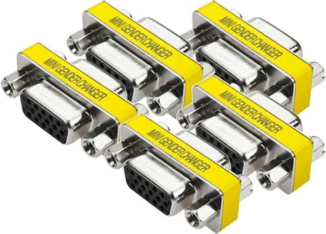 OUOU VGA Adapter 5 Pack Male To Female Coupler Gender Changer High Resolution SVGA XGA UXGA