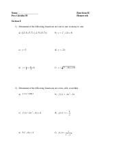 Unit 2 HW Relations And Functions II Pdf Name Pre Calculus H Functions II Homework Section I