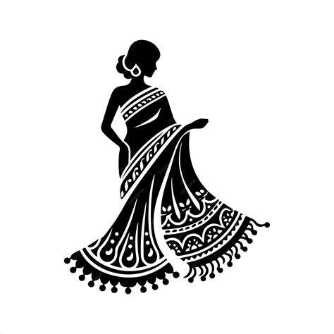 Beautiful Saree Silhouette Vector Illustrations For Fashion Art Premium Ai Generated Vector