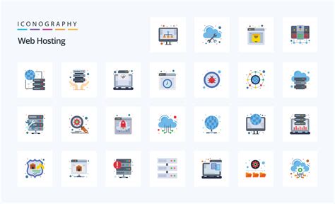 25 Web Hosting Flat Color Icon Pack 16408759 Vector Art At Vecteezy