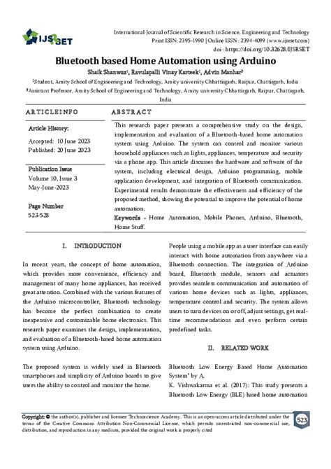 Pdf Bluetooth Based Home Automation Using Arduino