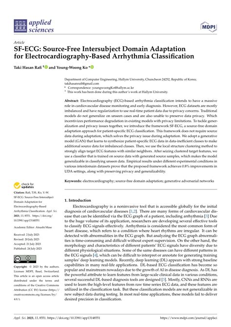 Pdf Sf Ecg Source Free Intersubject Domain Adaptation For Electrocardiography Based
