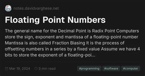 Floating Point Numbers