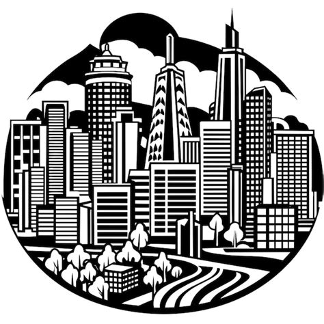 City Vector Illustration Linocut Premium Ai Generated Vector