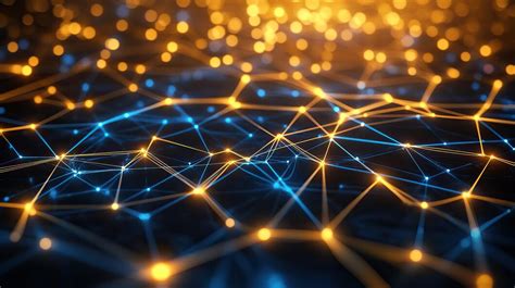 Abstract Visualization Of Digital Network Connections With Glowing Nodes And Data Flow Premium