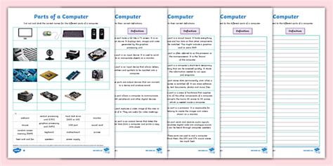 Parts Of A Computer Differentiated Activity Sheets Twinkl