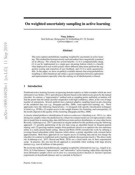 On Weighted Uncertainty Sampling In Active Learning Deepai