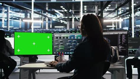 Server Hub Programmer Using Node Tree Software On Isolated Screen Pc Technology Stock Footage