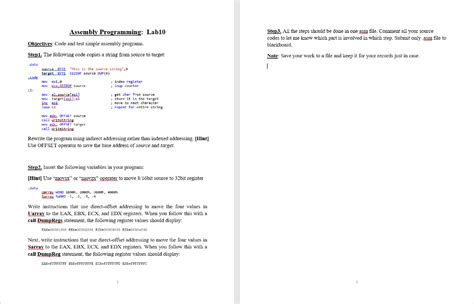 Solved Assembly Programming Lab10 Objectives Code And Test