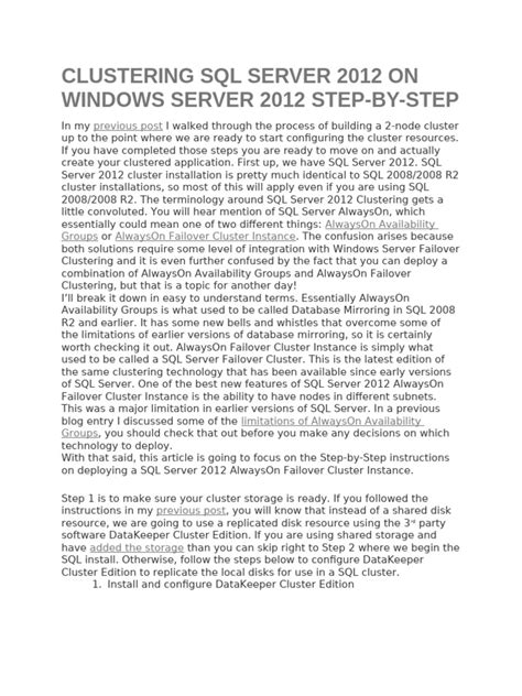 Clustering Sql Server 2012 On Windows Server 2012 2 Pdf Computer