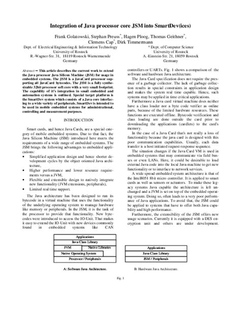 Pdf Integration Of Java Processor Core Jsm Into Smartdevices