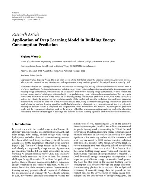 PDF Application Of Deep Learning Model In Building Energy Consumption Prediction